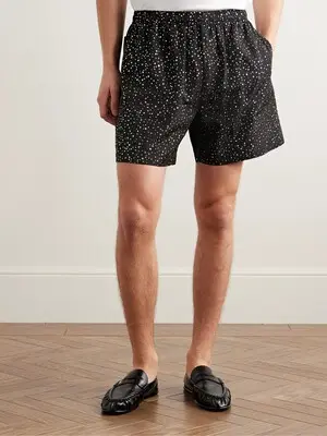 BODE Straight-leg Glittered Polka-dot Faille Shorts