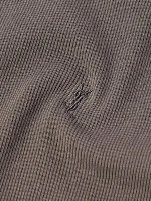 Saint Laurent Ribbed Cotton Tank Top With Embroidered Logo