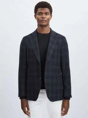 OSCAR JACOBSON Single Breasted Tweed Check Blazer