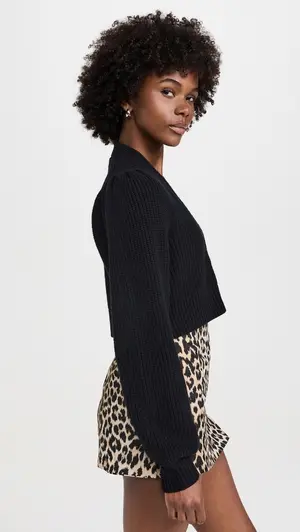 LoveShackFancy Avignon Crop Cardigan - Black