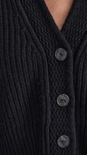 LoveShackFancy Avignon Crop Cardigan - Black
