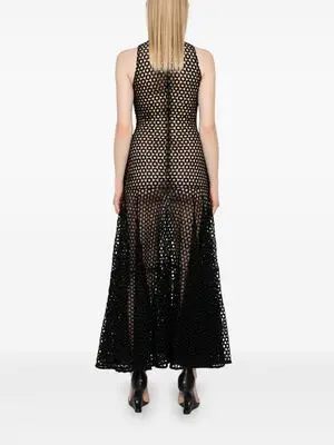 David Koma Flared-hem Macramé Maxi Dress
