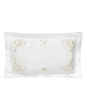 DEA LUXURY LINENS Dea Palm Beach Ibla Embroidered Sateen King Sham - Natural/ivory