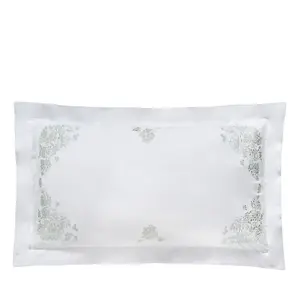 DEA LUXURY LINENS Dea Palm Beach Ibla Embroidered Sateen King Sham - White/aqua