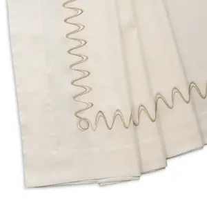 DEA LUXURY LINENS Dea Palm Beach Pelago Embroidery Flat Sheet, Queen - Ivory/ivory