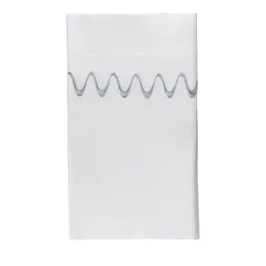 DEA LUXURY LINENS Dea Palm Beach Pelago Embroidery Flat Sheet, Queen - White/ice