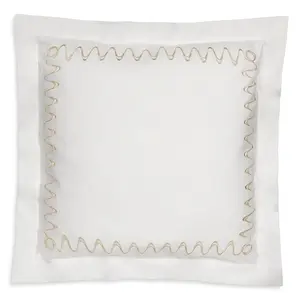 DEA LUXURY LINENS Dea Palm Beach Tc Pelago Embroidery Euro Sham - Ivory/ivory