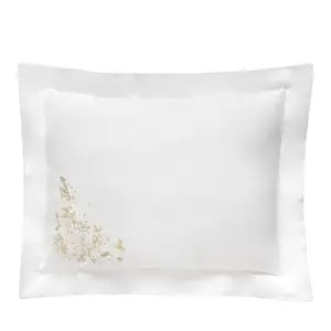 DEA ITALIAN LINENS Dea Palm Beach Ibla Embroidered Sateen Boudoir Sham - Natural/ivory