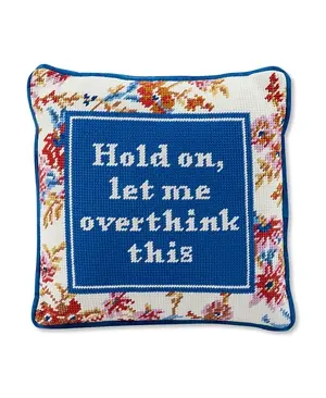 FURBISH Overthink Needlepoint Pillow, 11 X 11 Multi
