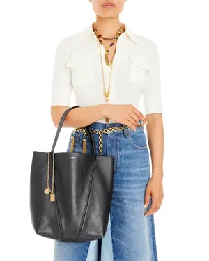 Chloé Medium Spin Leather Tote - Black Leather