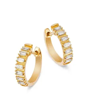 Bloomingdale'S Diamond Baguette Huggie Hoop Earrings - Gold