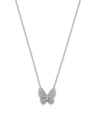 Bloomingdale'S Diamond Pave Butterfly Pendant Necklace - White