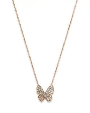 Bloomingdale'S Diamond Butterfly Pendant Necklace - Pink