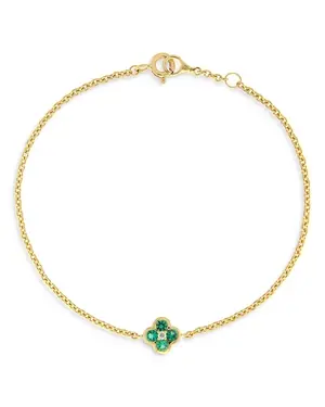 Bloomingdale'S Emerald & Diamond Clover Chain Link Bracelet - Green/gold