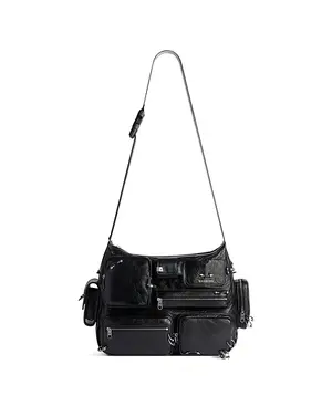 Balenciaga Superbusy Messenger Bag With Piercings - Black