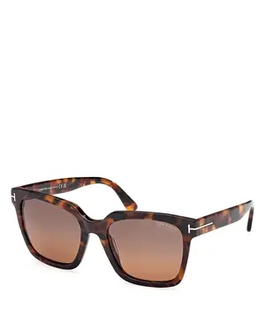 TOM FORD Polarized Square Sunglasses, 55mm - Havana/brown