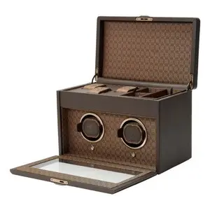 Wolf Earth Double Watch Winder - Coffee