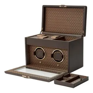 Wolf Earth Double Watch Winder - Coffee