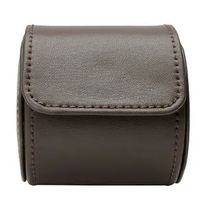 Wolf Single Watch Roll In Apple Leather - Coffee