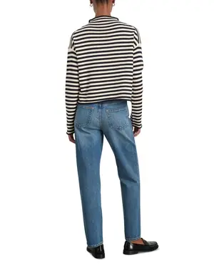 ALEX MILL Striped Cotton Cashmere Cardigan - Navy/ivory