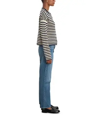 ALEX MILL Striped Cotton Cashmere Cardigan - Navy/ivory