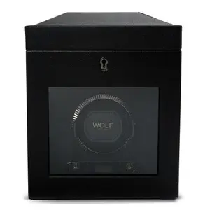 Wolf British Racing Single Watch Winder With Storage - Black