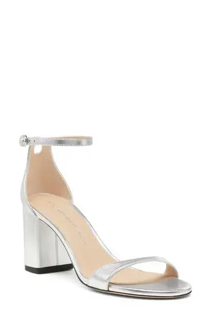 STUART WEITZMAN Nudist Block 75 Sandal - Silver