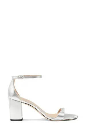STUART WEITZMAN Nudist Block 75 Sandal - Silver