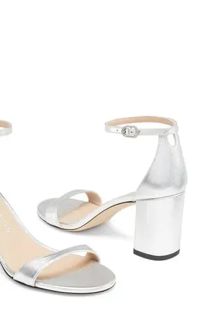 STUART WEITZMAN Nudist Block 75 Sandal - Silver