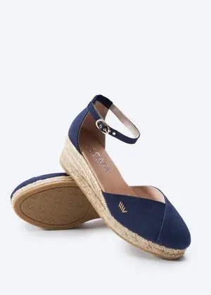 VISCATA VISCATA Formiga Canvas Espadrille Wedges Navy Blue