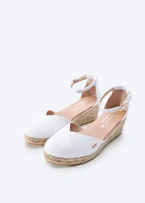 VISCATA Formiga Canvas Espadrille Wedges - White