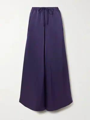 LESET Barb Satin Wide-leg Pants - Blue