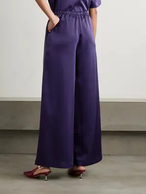LESET Barb Satin Wide-leg Pants - Blue