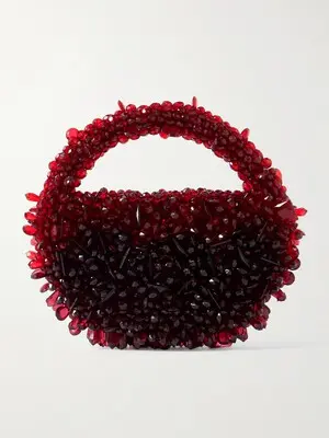 CLIO PEPPIATT Quartz Bead-embellished Satin Shoulder Bag - Red