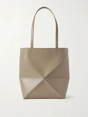 Loewe Puzzle Fold Medium Leather Tote - Neutrals