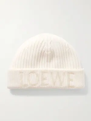 Loewe Embroidered Wool Beanie - White