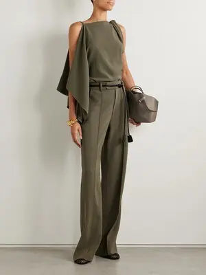 Proenza Schouler Alyssa Asymmetrical Draped Crepe Top - Green