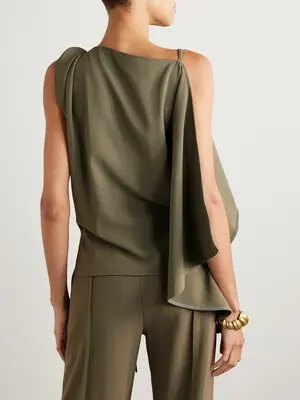 Proenza Schouler Alyssa Asymmetrical Draped Crepe Top - Green