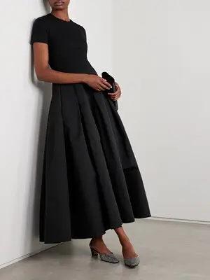 Staud Hopper Stretch-jersey And Pleated Faille Maxi Dress