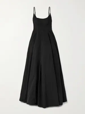 Staud Joy Pleated Cotton-blend Faille Maxi Dress