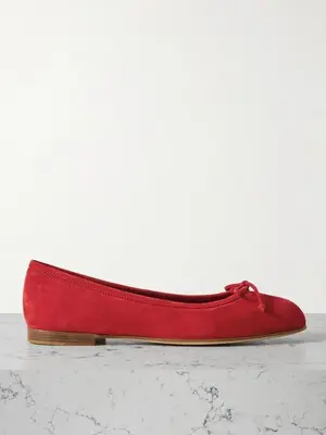 Manolo Blahnik Veralli Suede Ballet Flats - Red