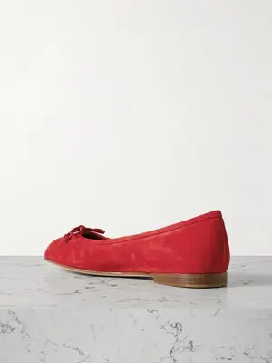 Manolo Blahnik Veralli Suede Ballet Flats - Red
