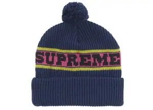 Supreme Striped Beanie - Navy Blue