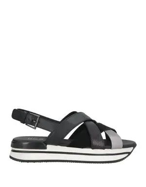 Hogan Leather Ankle Strap Sandals - Black
