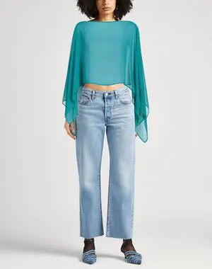 CARACTÈRE Emerald Polyester Crepe Poncho