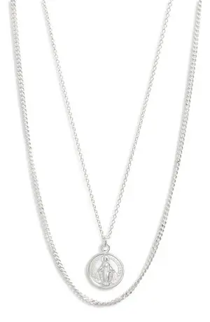 Argento Vivo Virgin Mary Layered Pendant Necklace - Silver