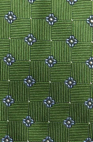 David Donahue Floral Silk Neck Tie - Green