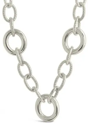 Sterling Forever Carter Round Link Statement Necklace - Silver