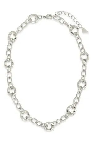 Sterling Forever Carter Round Link Statement Necklace - Silver