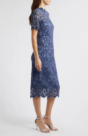 uo eliza lace corset midi dress Eliza J Illusion Lace Midi Sheath Dress In Blue - 60% Off